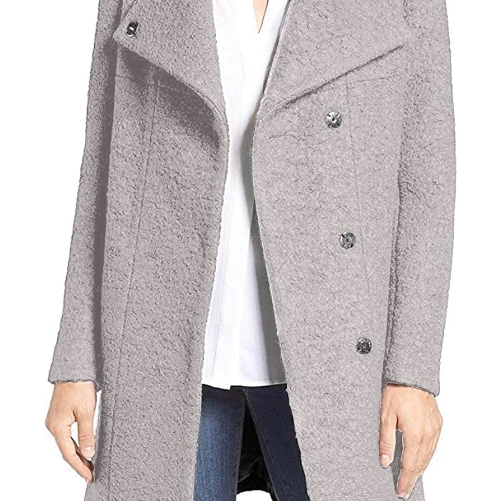 Kenneth Cole Women's Button 3/4 Length Boucle Wool Pe… - Gem